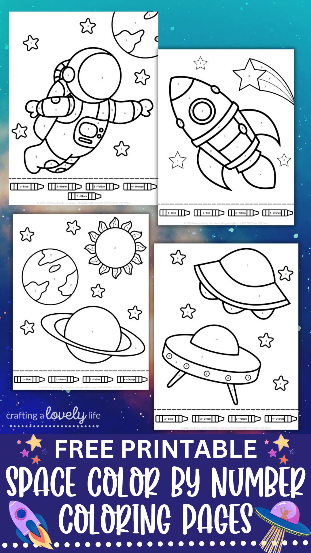 Free Printable Space Color By Number Coloring Pages