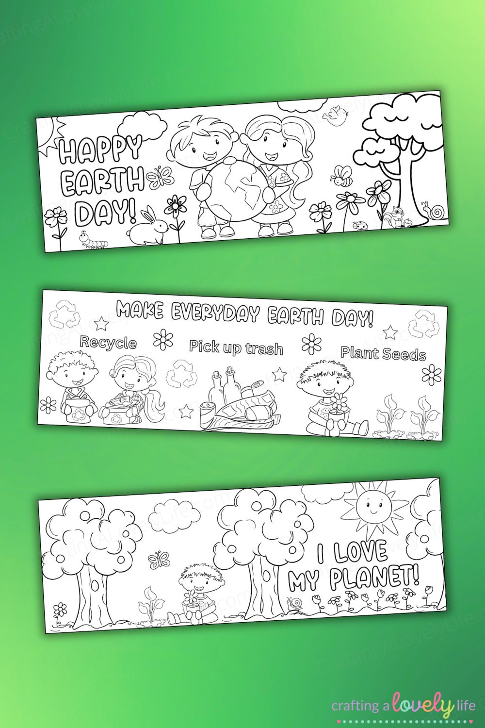 Free Printable Earth Day Bookmarks to Color