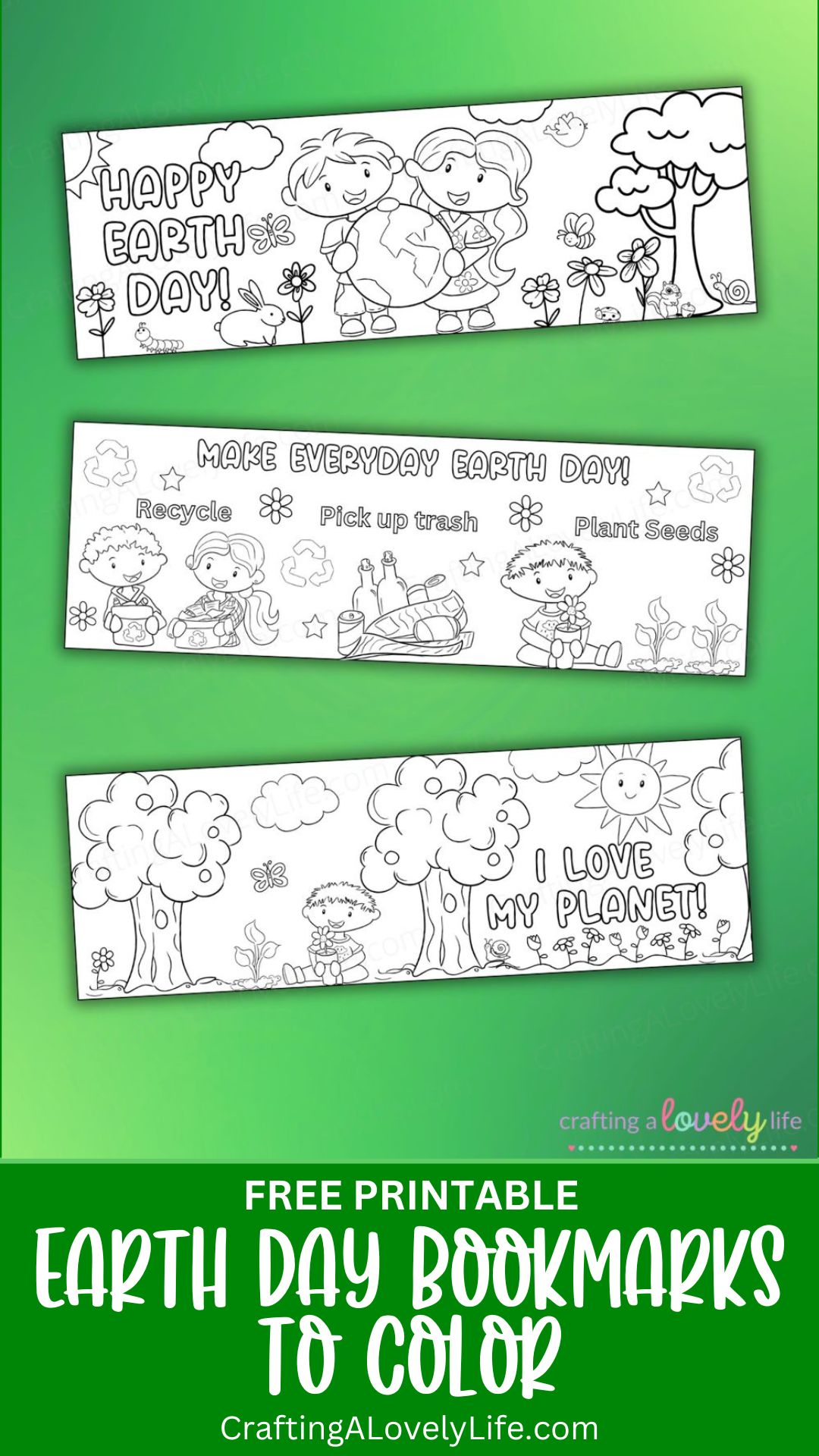 Free Printable Earth Day Bookmarks to Color
