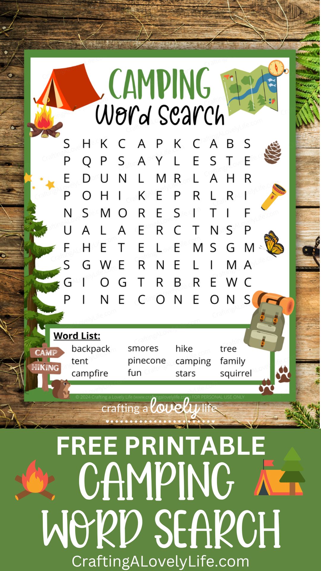 Free Printable Camping Word Search