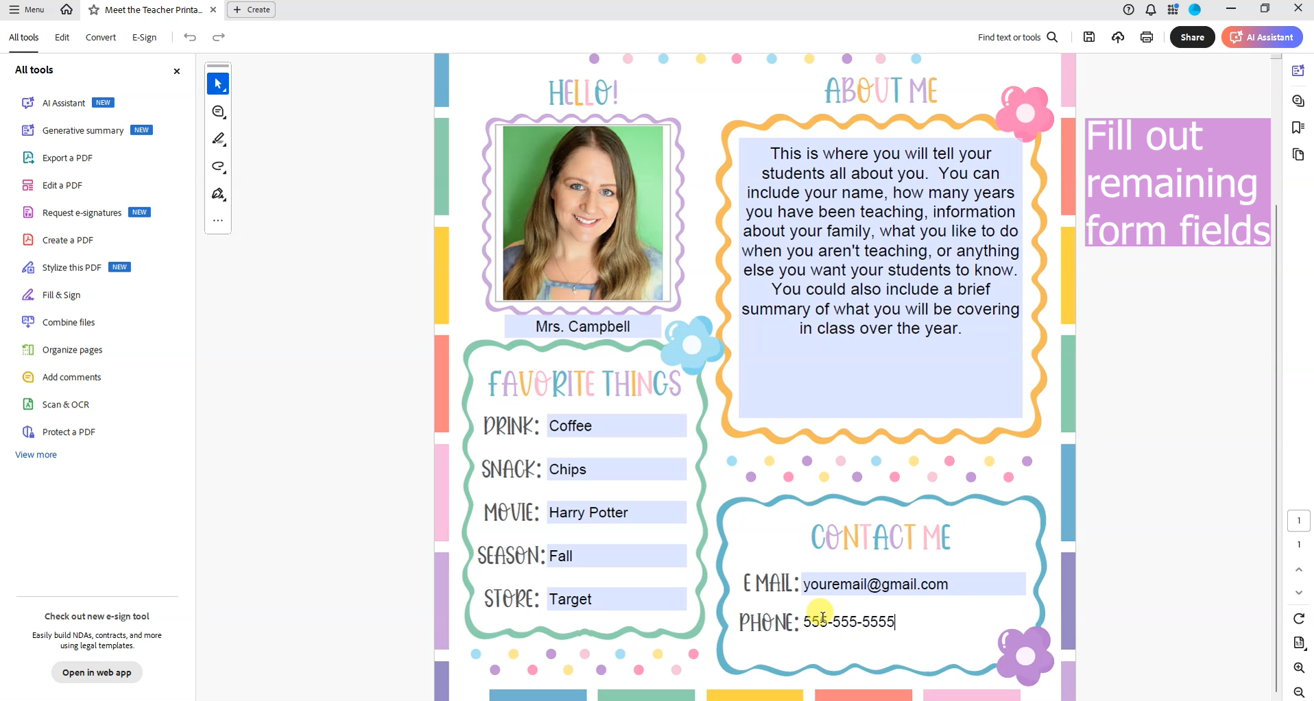 Free Editable Meet the Teacher Printable
