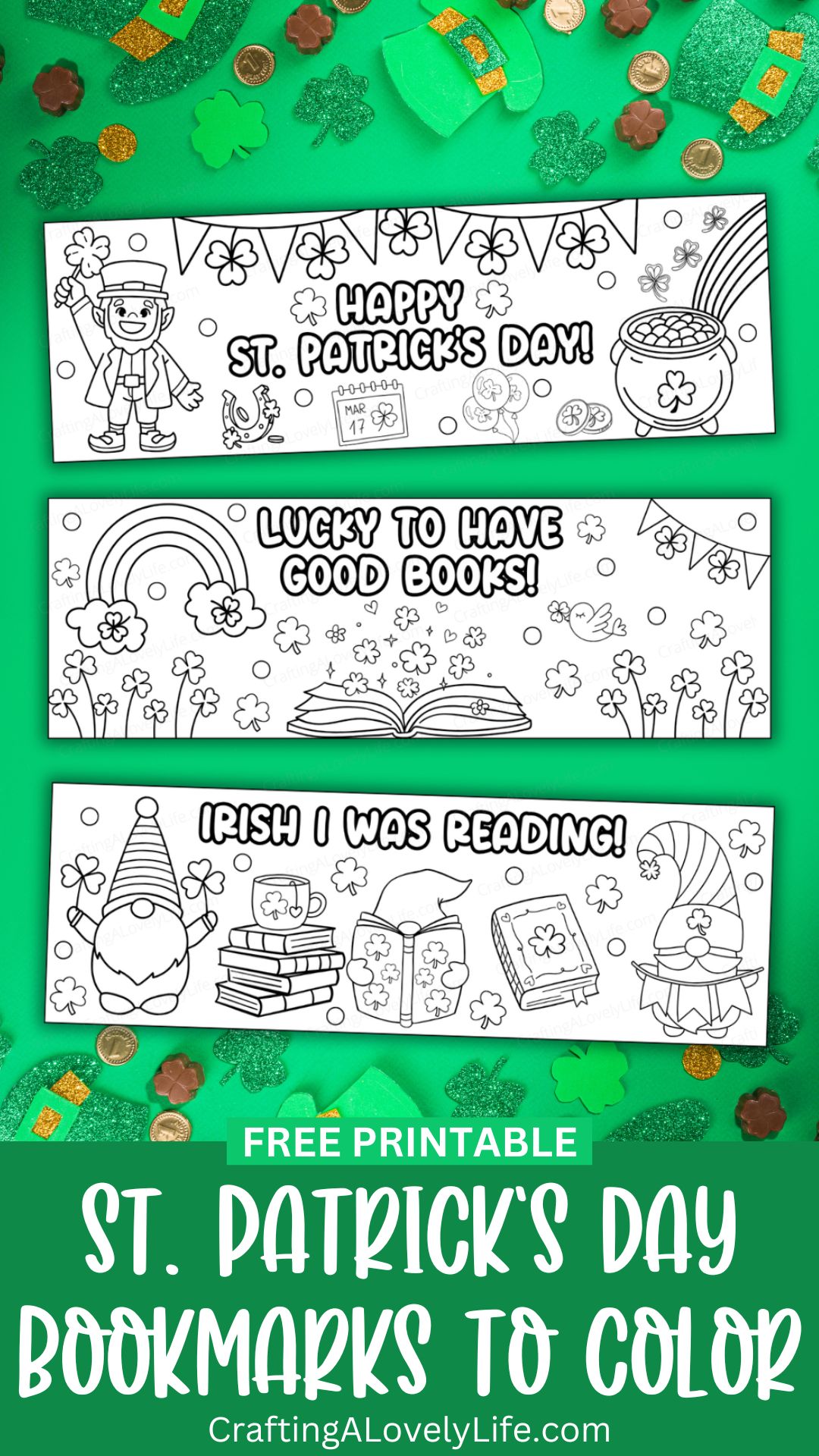 Free Printable St. Patrick's Day Bookmarks to Color