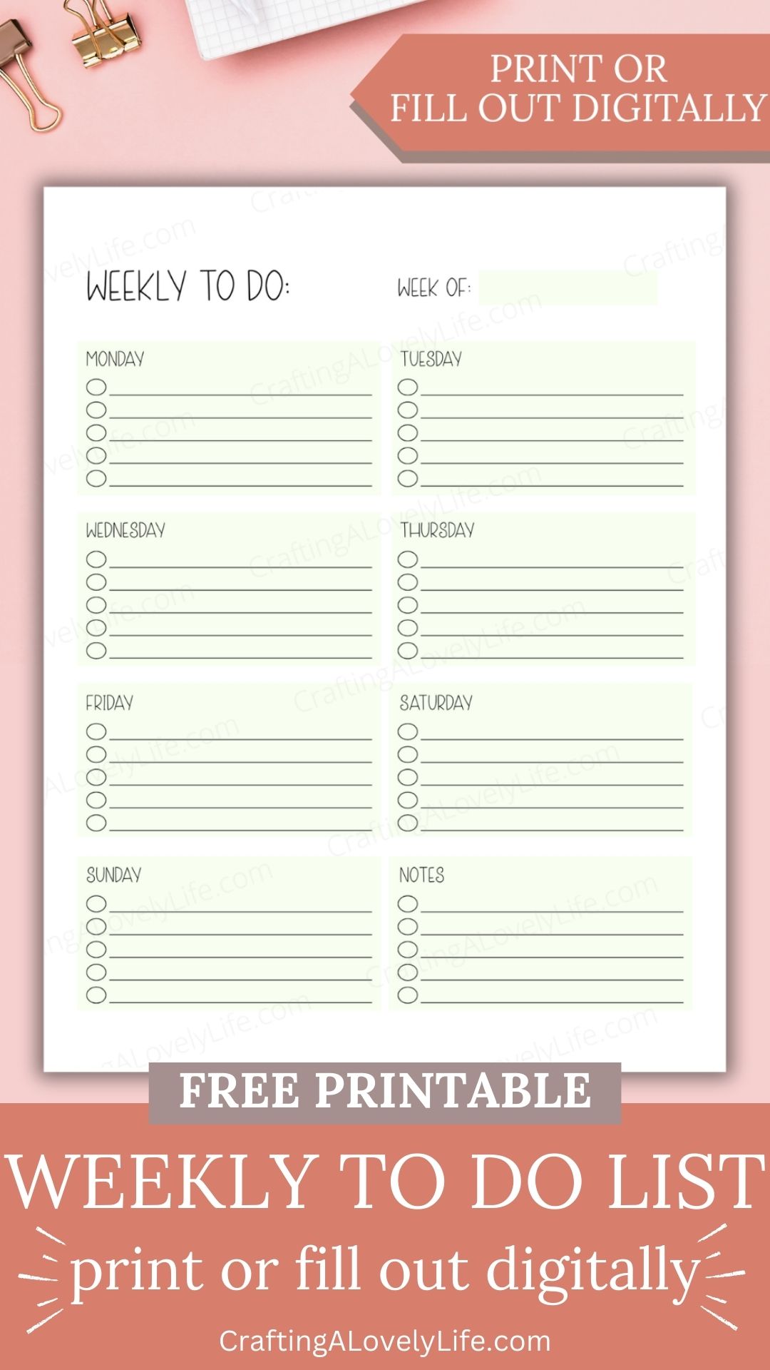 Free Fillable Weekly To Do List Printable